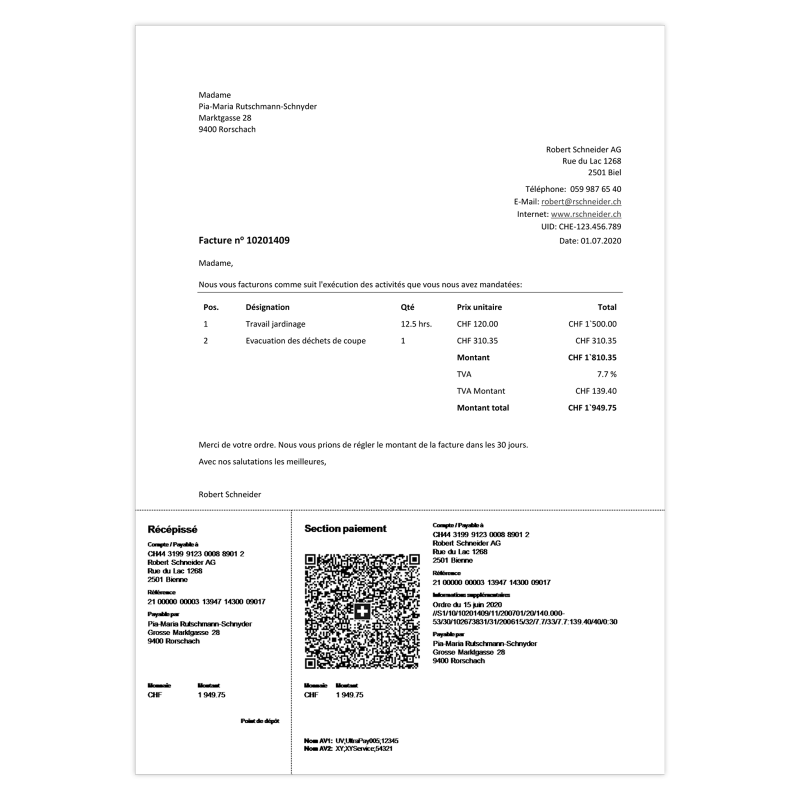 Perforated paper for QR-bills